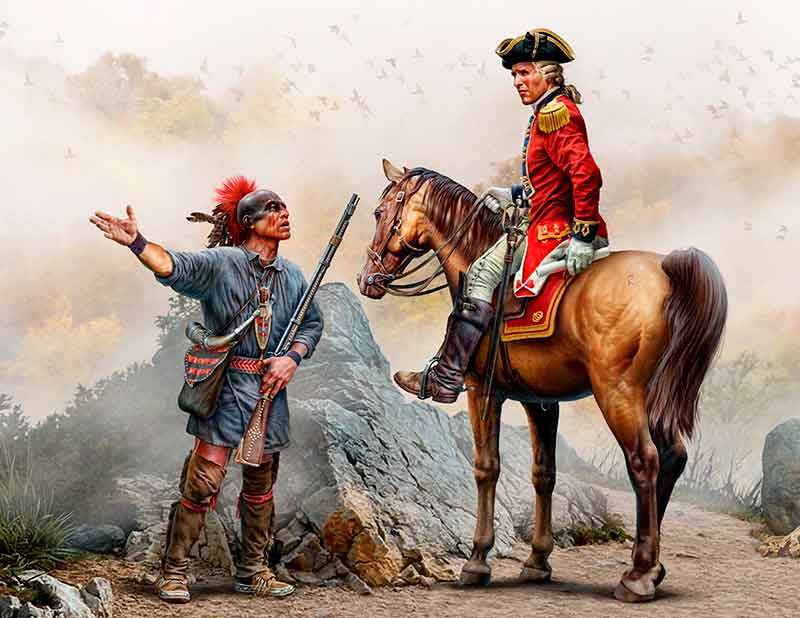 Enemy Movement Report Indian & British Soldier on Horse XVIII Century